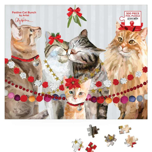 Festive Cat Bunch 500 Piece Foil Puzzle – The Puzzle Nerds